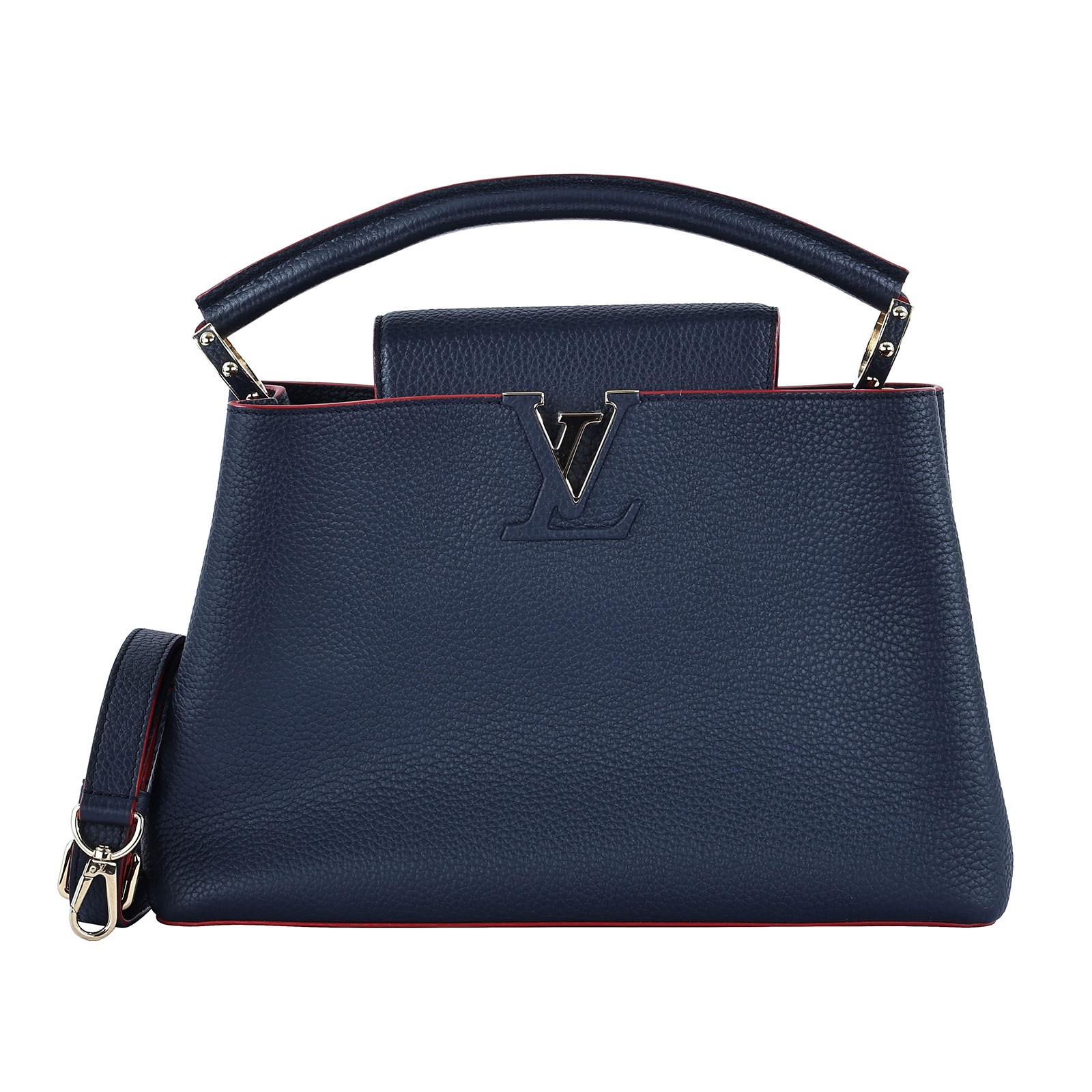 路易威登 LOUIS VUITTON Capucines MM 皮革 肩背手提包 M43934 晶片款 藍CAPUCINE手提肩背包MM 防塵 ...